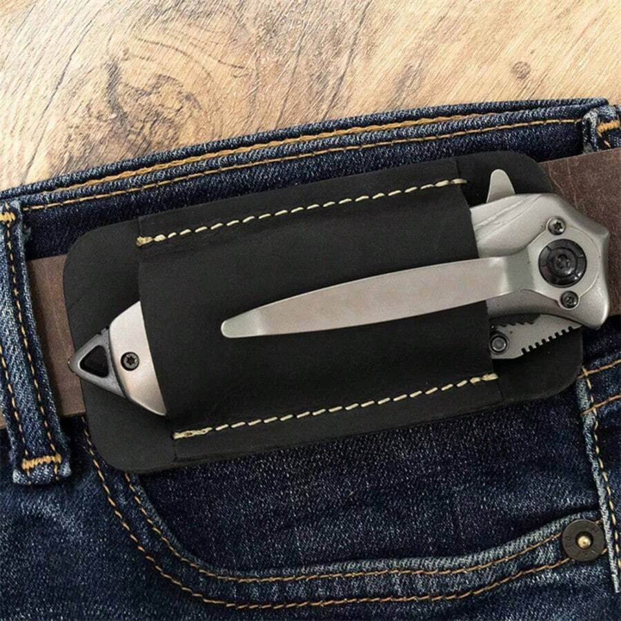 Leather Knives Sheaths EDC Folding Knives Carrier Survival Storage ...