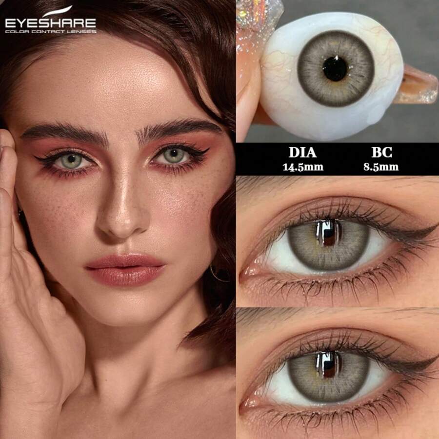 1 Paio di Lenti a contatto naturali di nuovo colore, lenti a contatto blu con pupille grigie ...