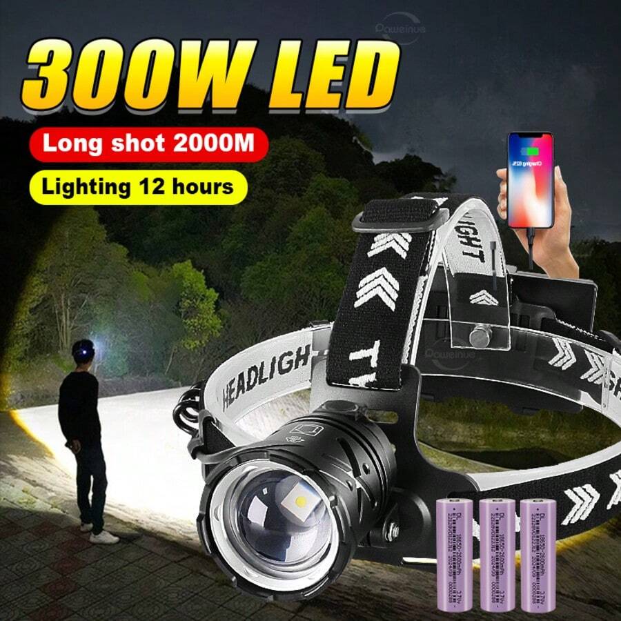 2025 Ultra krachtige LED-koplamp USB oplaadbare hoofdzaklampen Super ...