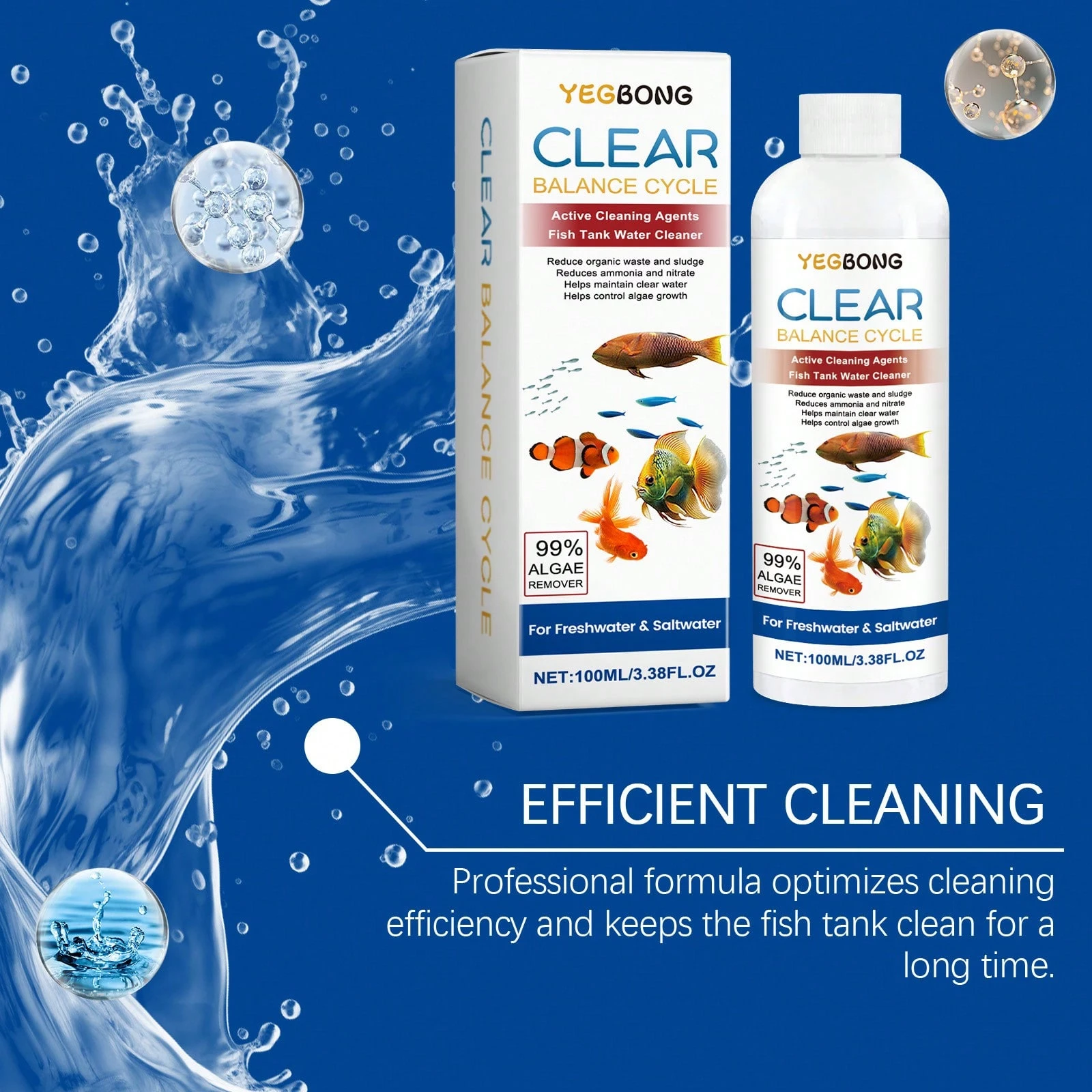 YEGBONG Fish Tank Water Clarifier - Cleans Fish Tank Stains, Sludge ...