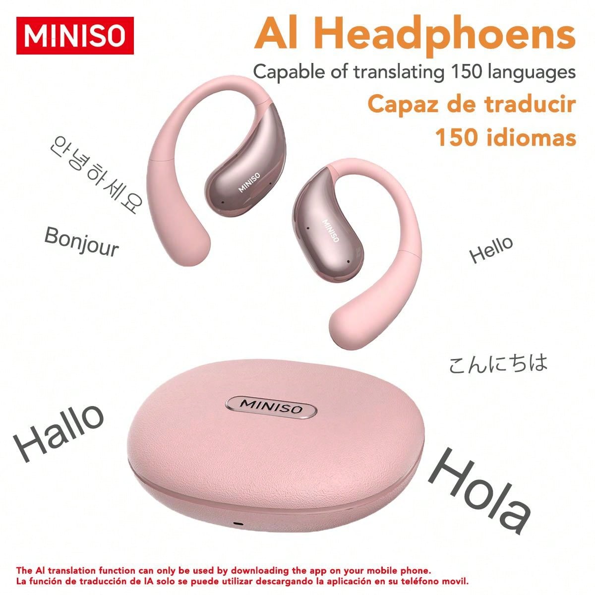 Miniso X69 AI Translation True Wireless Earbuds, Pink - HiFi Sound ...