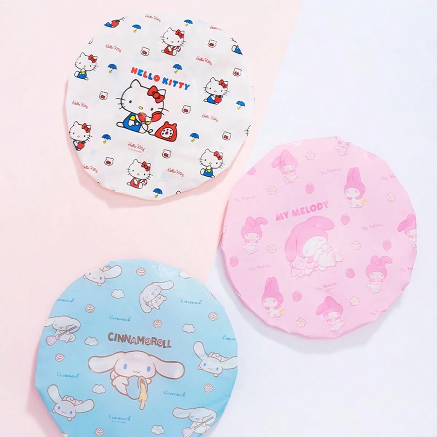 Miniso Sanrio Characters EVA Bath Caps Set - 3 Caps Per Pack Including ...