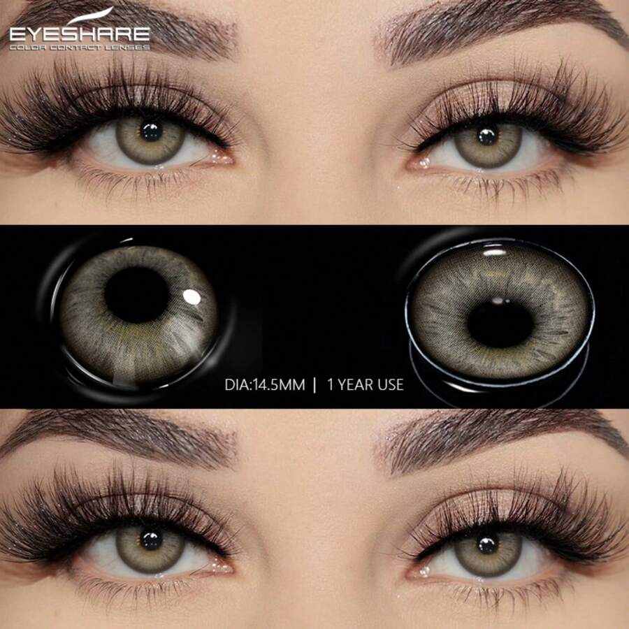 1 Paio di Lenti a contatto naturali di nuovo colore, lenti a contatto blu con pupille grigie ...