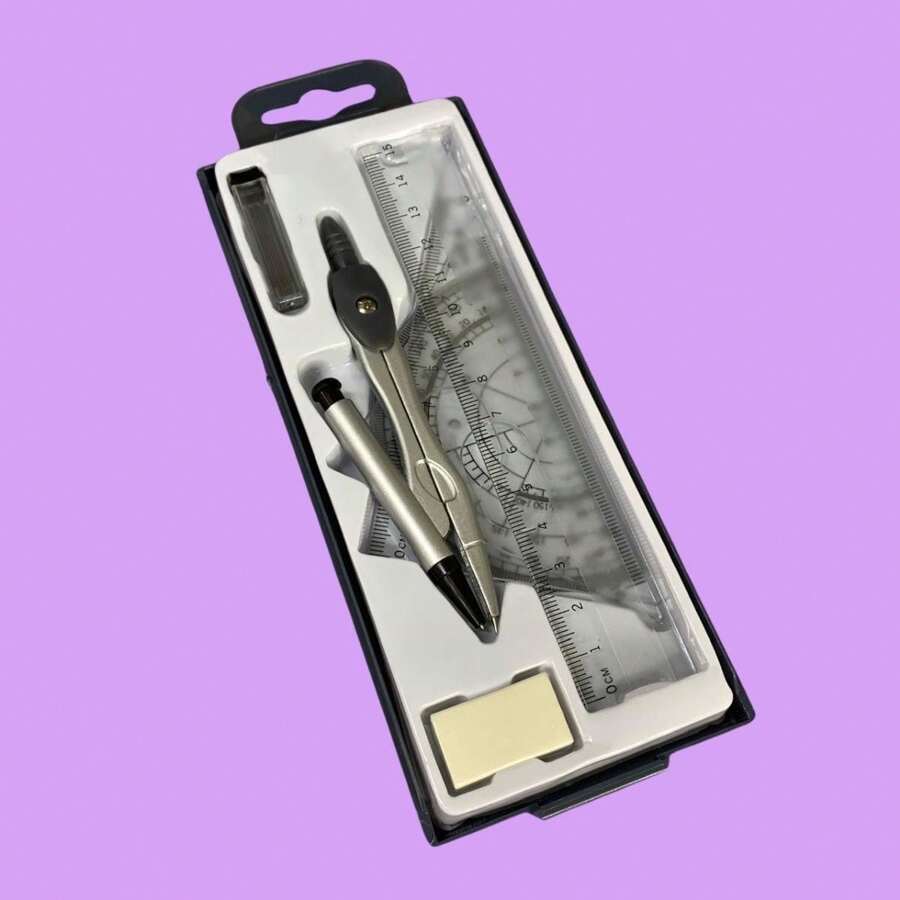 KIT Compass With Rulers Rubber And Graphite Drawing Set School Compass ...