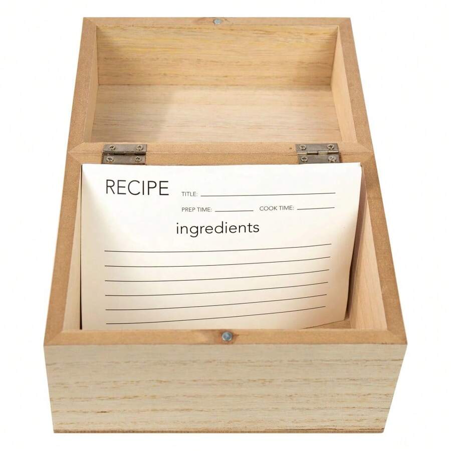 Wood Rectangle Recipe Box With Recipe Cards, Paint Your Own Recipe Box ...