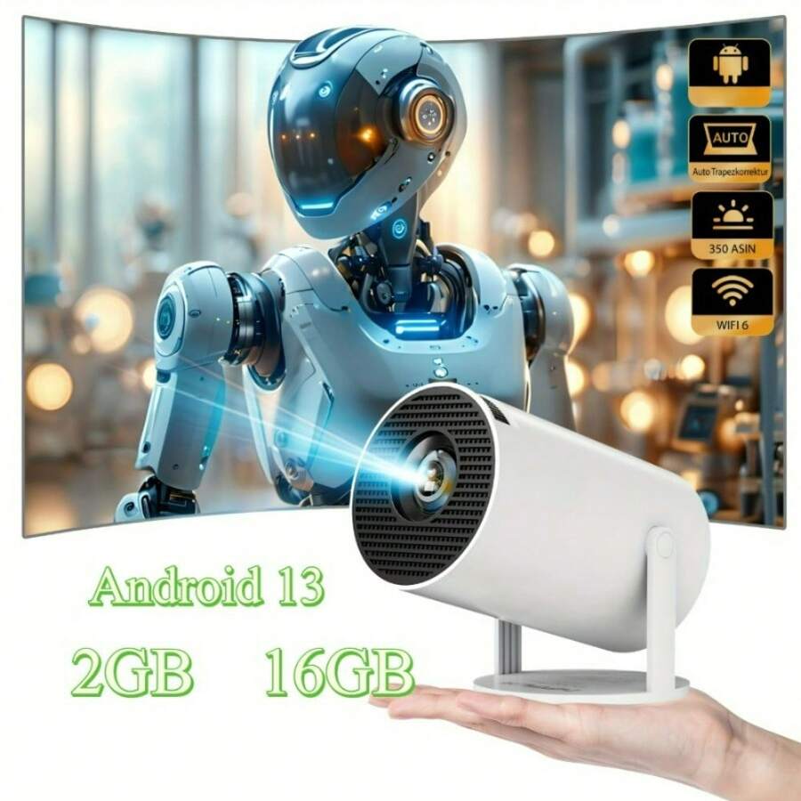 Smart Projector With Android 13.0, Mini Projector With WiFi6, Auto ...