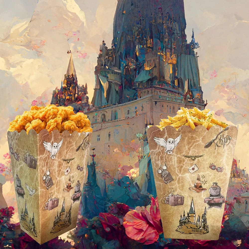 24pcs Wizard Castle Themed Owl Wizard Hat Design Paper Popcorn Boxes ...