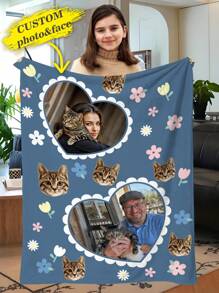 1pc Custom Photo Blanket, Custom Multiple Photos Blanket,Personalized ...