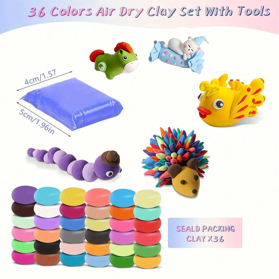 Air Dry Clay Kit, 36 Colors Modeling Clay Ultra Light Magic Clay With Tools, Safe And Modeling ...