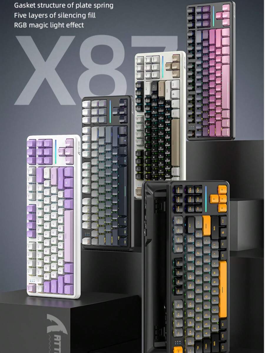 ATTACK SHARK Teclado Mecânico Sem Fio Shark Attack X87, Macros Programáveis, Teclas PBT ...