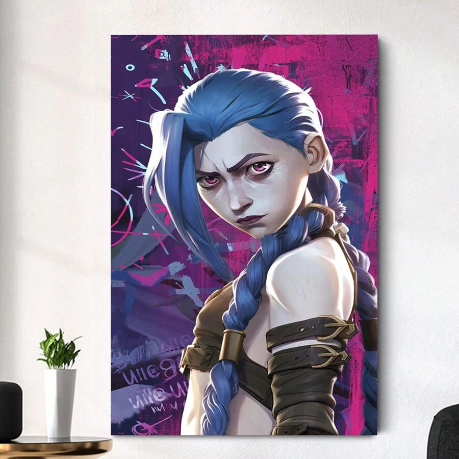 Framed-Game Character Canvas Decorative Painting, Creative Cool Jinx ...