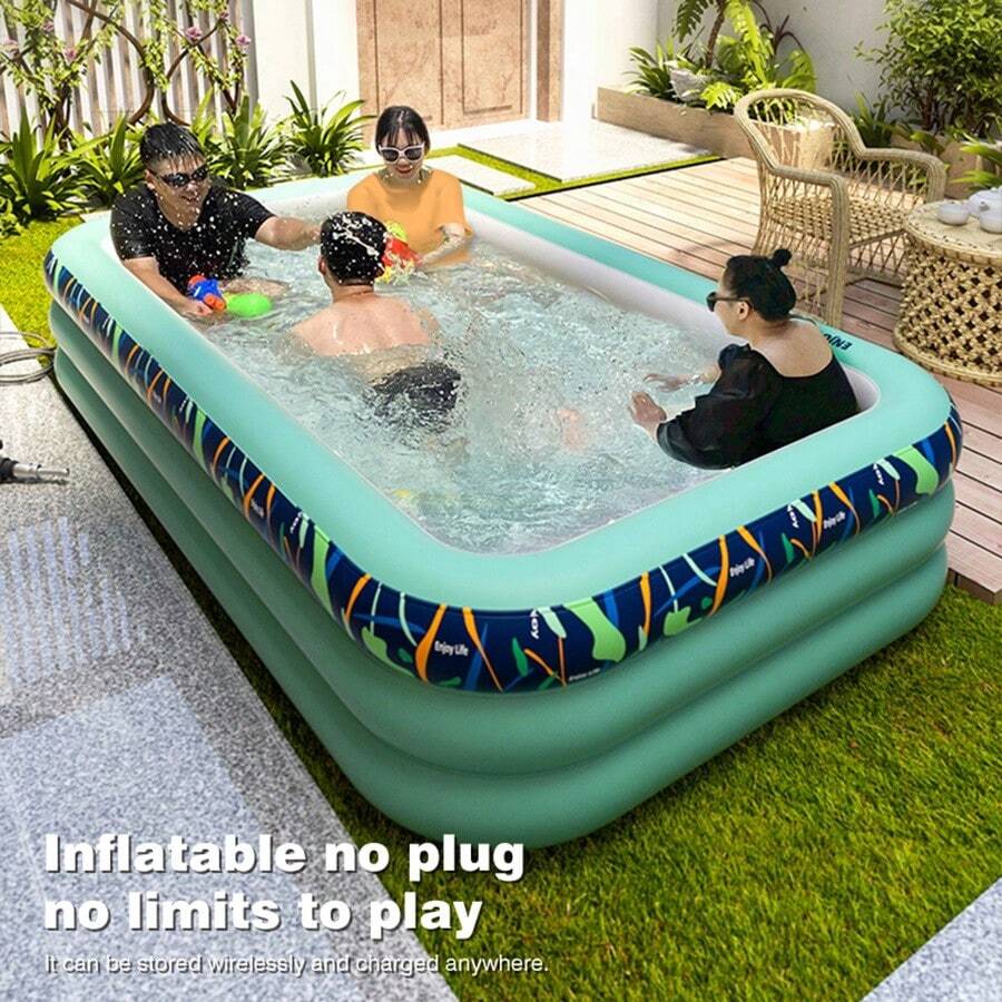 1pc Tropical Rainforest Stripe Inflatable Swimming Pool - Thickened PVC ...