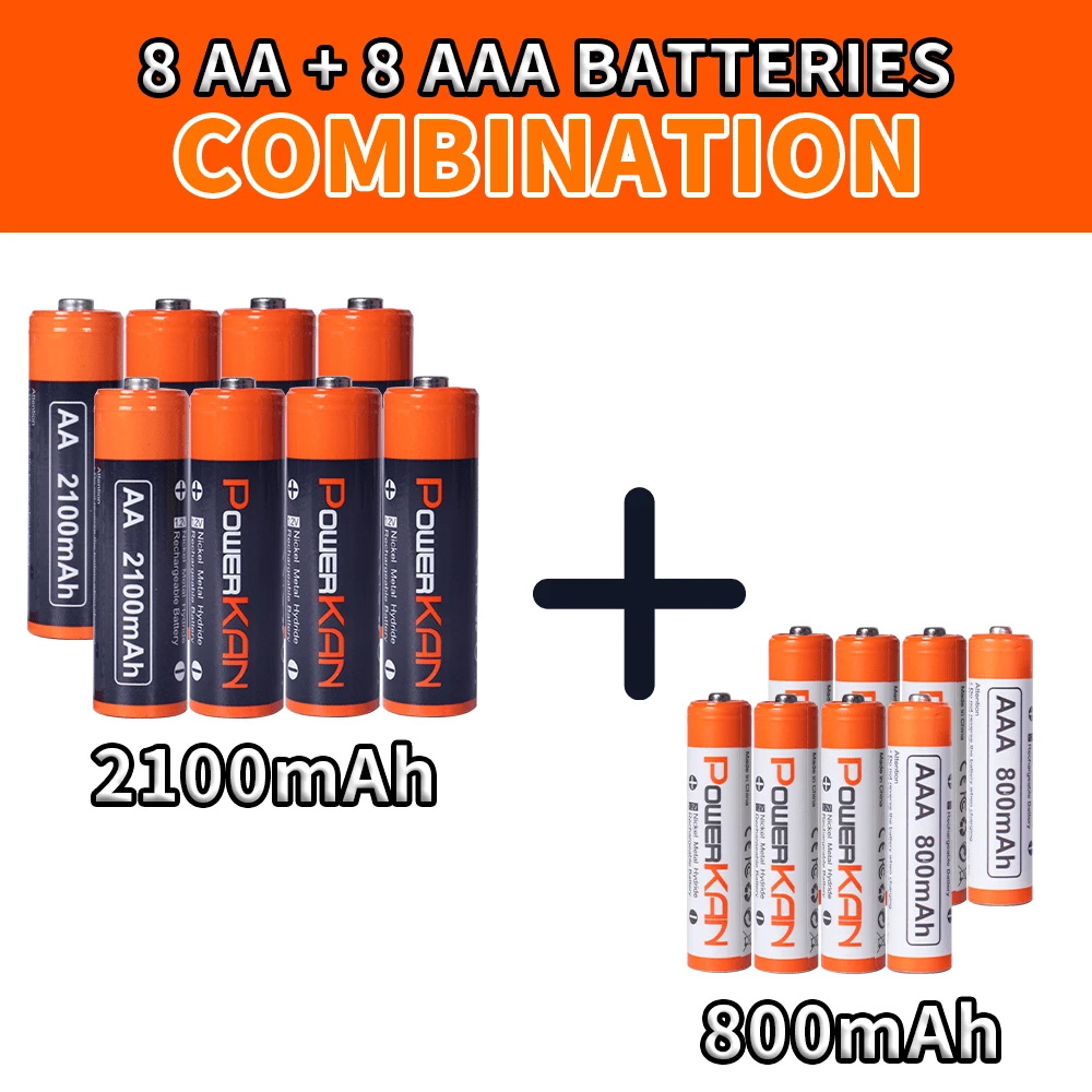 powerKAN Set AA + AAA, batterie ricaricabili NiMH 1,2V, batteria AA ...