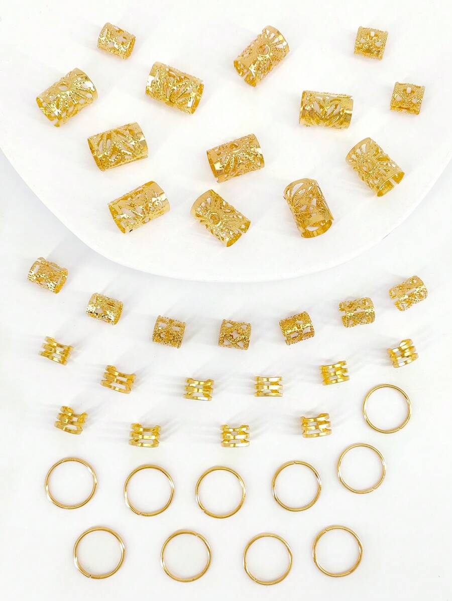 40pcs Sun Pattern Mixed Color Hair Rings Set For Music Festival & Party ...