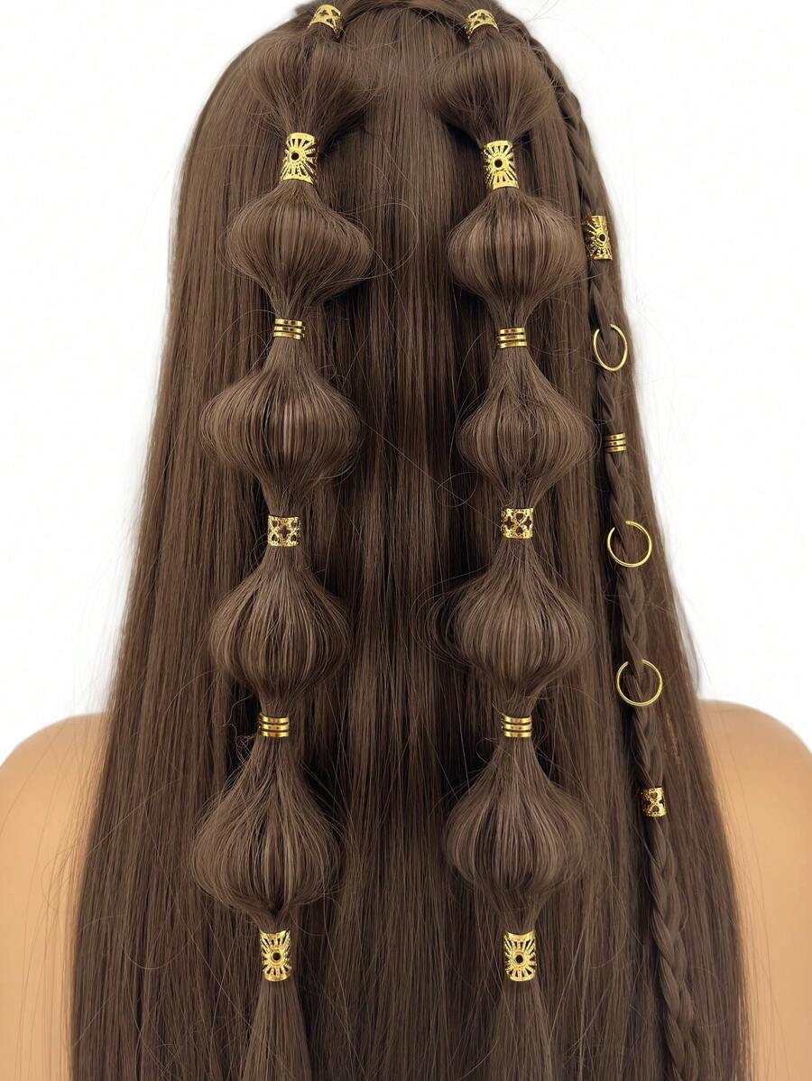 40pcs Sun Pattern Mixed Color Hair Rings Set For Music Festival & Party ...