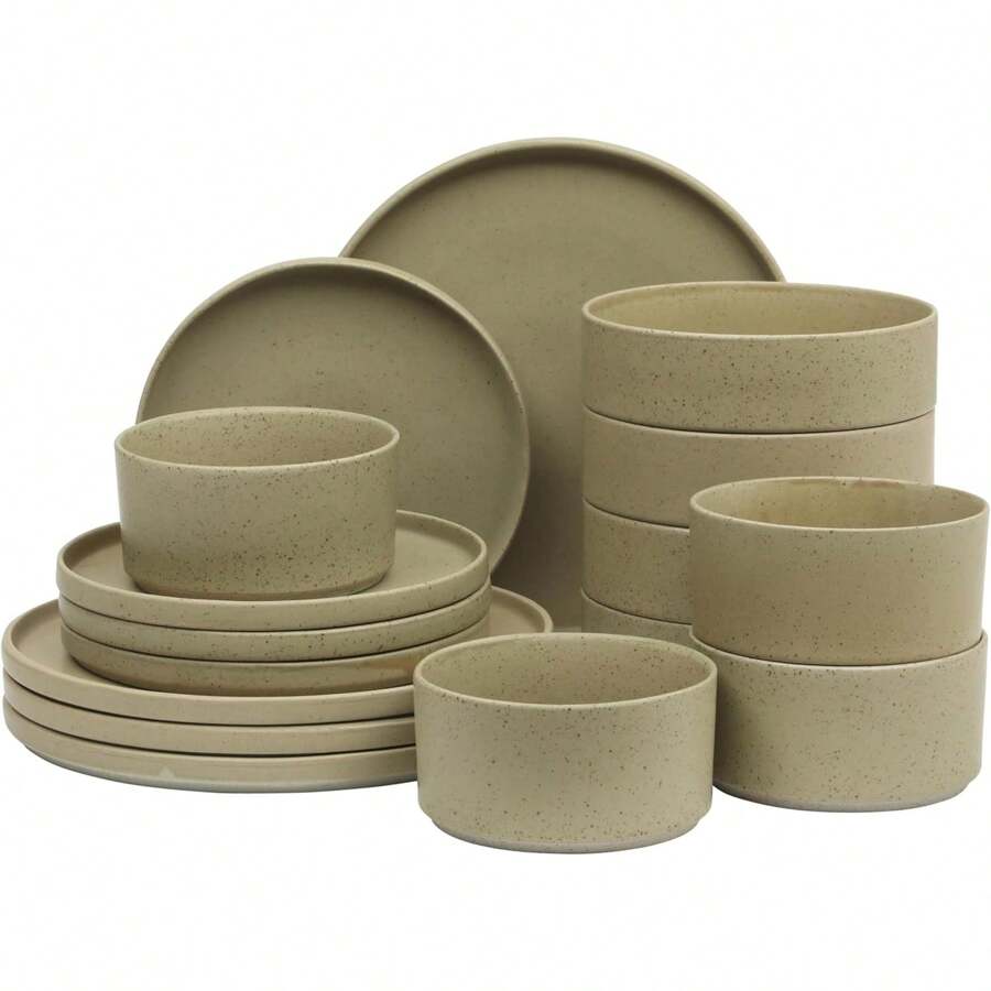 16 Piece Dreamweaver Double Bowl Terracotta Reactive Dinnerware Set ...