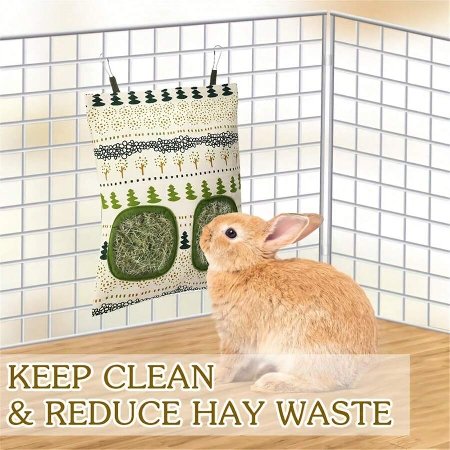 3-Piece Rabbit Hay Bag; 2-Hole Hanging Hay Feeder; Guinea Pig Hay Bag ...