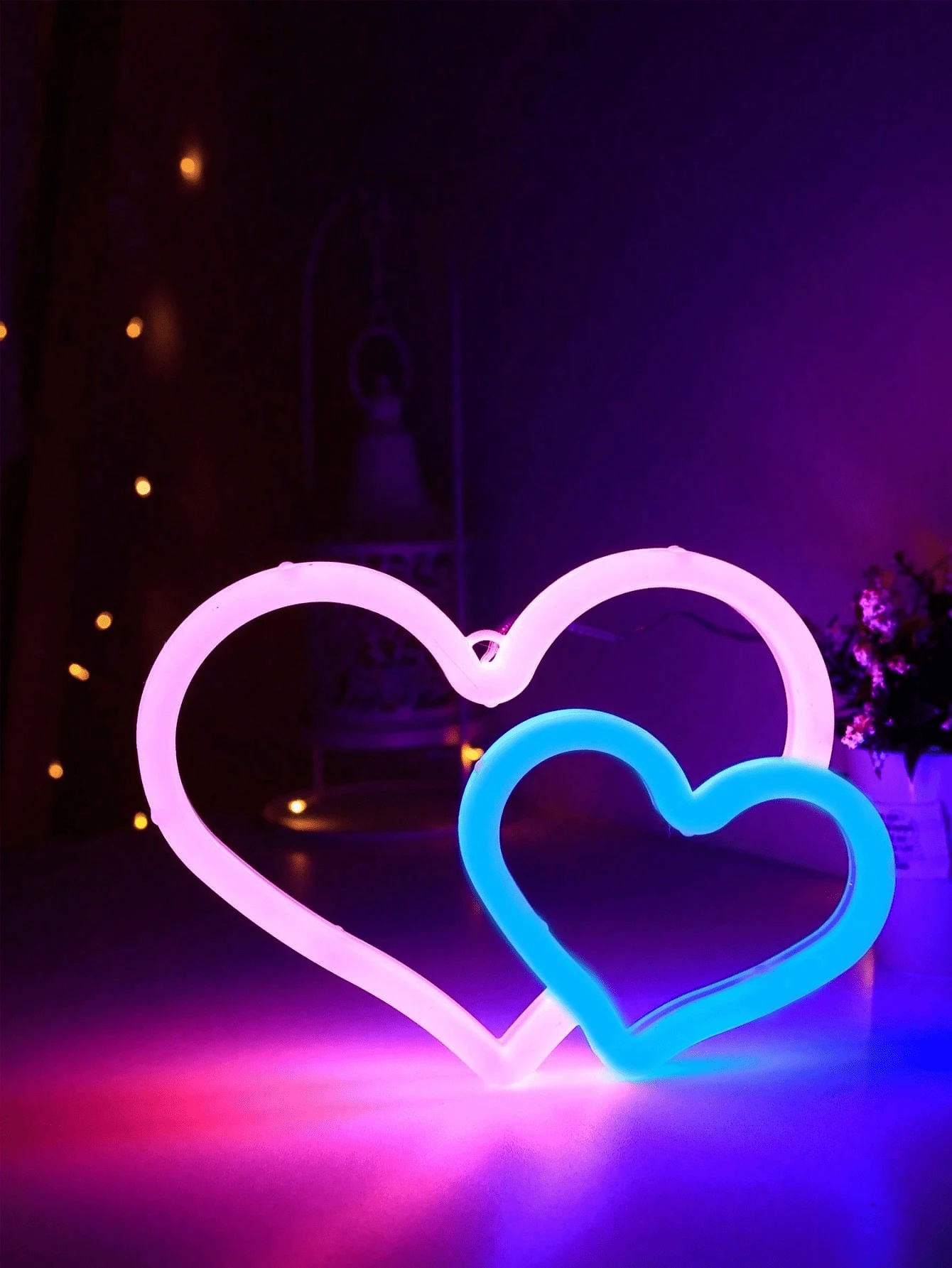 1pc Heart Shaped Neon LED Wall Light, Dual Powered By USB & Battery ...