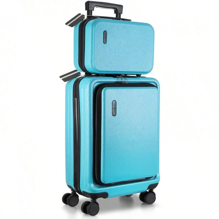 2 Pc Carry-On Spinner Suitcase & Case, TSA Lock Expandable Hardshell ...