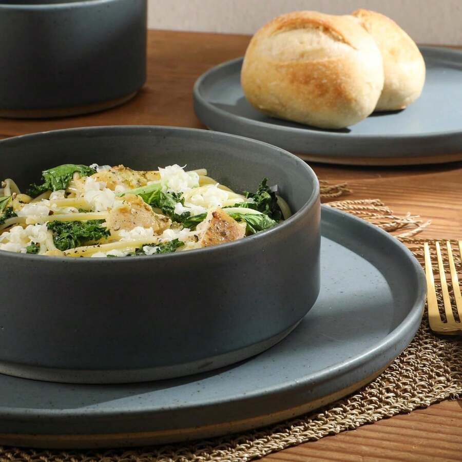 16 Piece Dreamweaver Double Bowl Terracotta Reactive Dinnerware Set ...