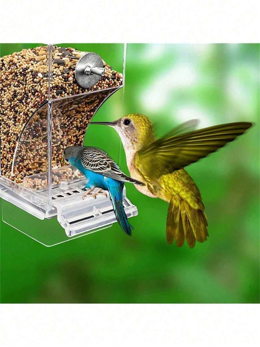 No Mess Bird Feeders Automatic Parrot Feeder Drinker Acrylic Seed Food ...