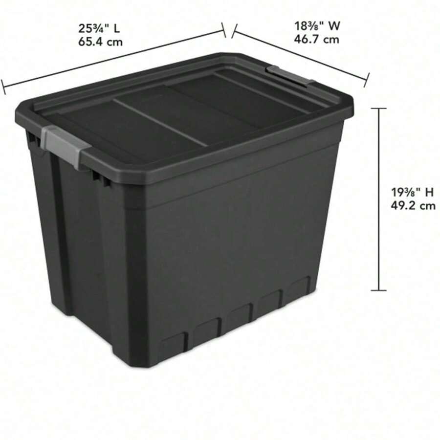 27 Gallon Plastic Stacker Tote, Heavy Duty Lidded Storage Bin Container ...
