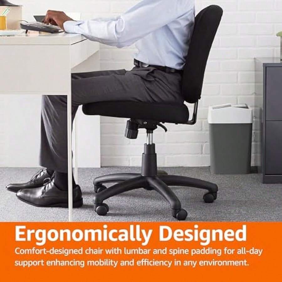 Basics Office Chairs For Home Ergonomic Height Adjustable Fabric Black ...