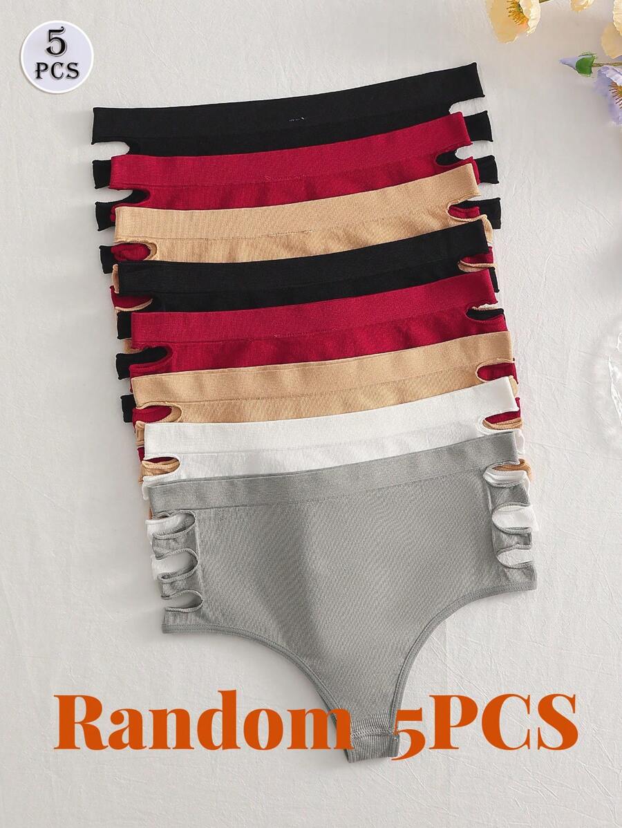 5pcs Random Solid Color Briefs Seamless Simple Briefs Refreshing And ...