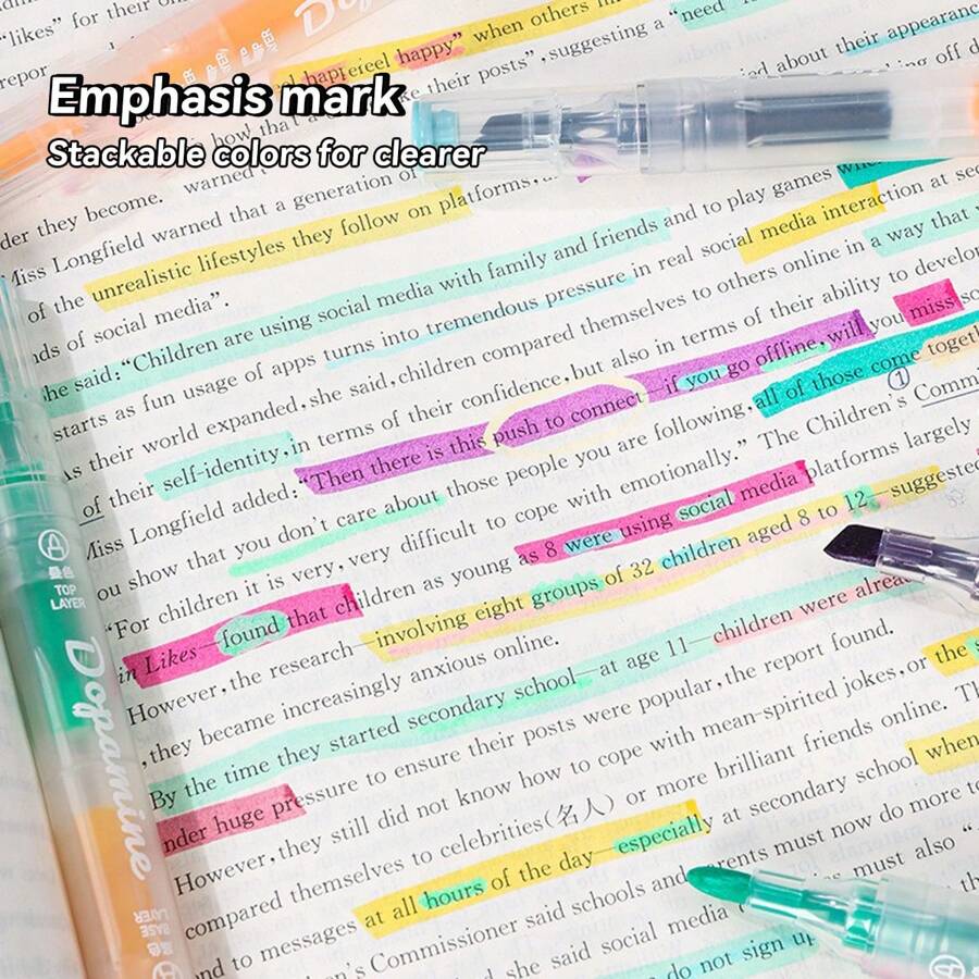 5pcs/Set 10 Colors Double-Ended Fluorescent Highlighter Pens, Dual ...