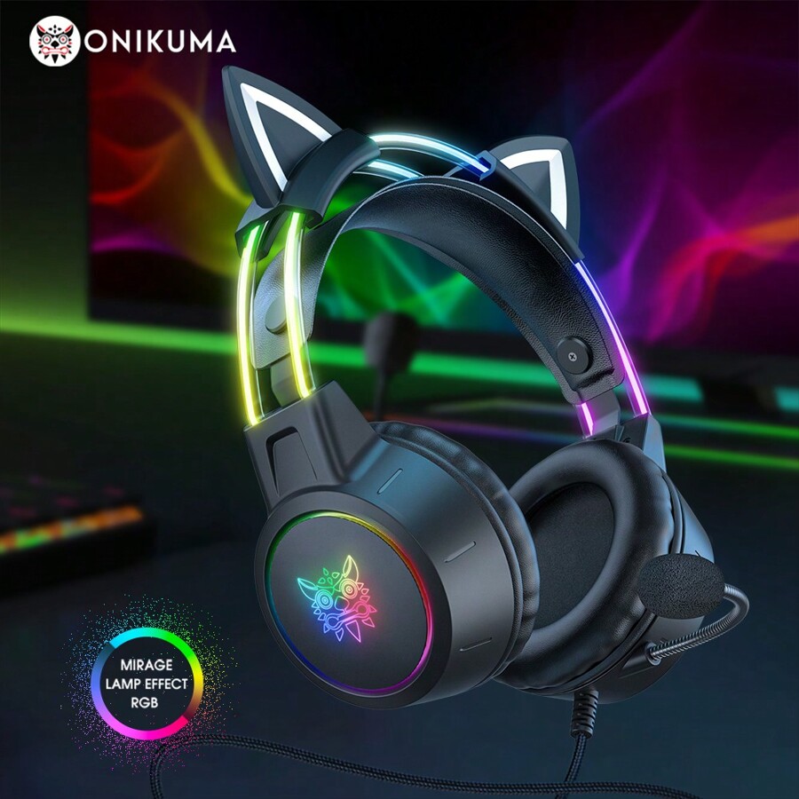 ONIKUMA Gaming Headset Gamer With RGB Light Flexible Noise Cancellation ...