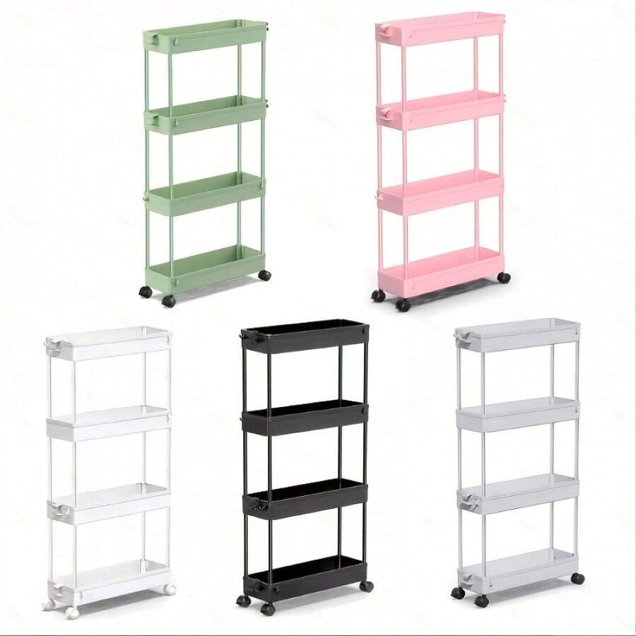 4-Layer Ultra-Thin Rolling Storage Organizer - Mobile Shelving Unit For ...