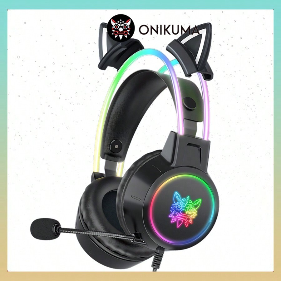 ONIKUMA Gaming Headset Gamer With RGB Light Flexible Noise Cancellation ...
