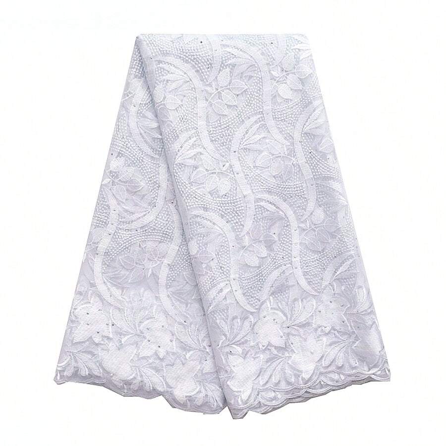 White African Lace Fabric 5 Yards 2025 Embroidered French Tulle Lace ...
