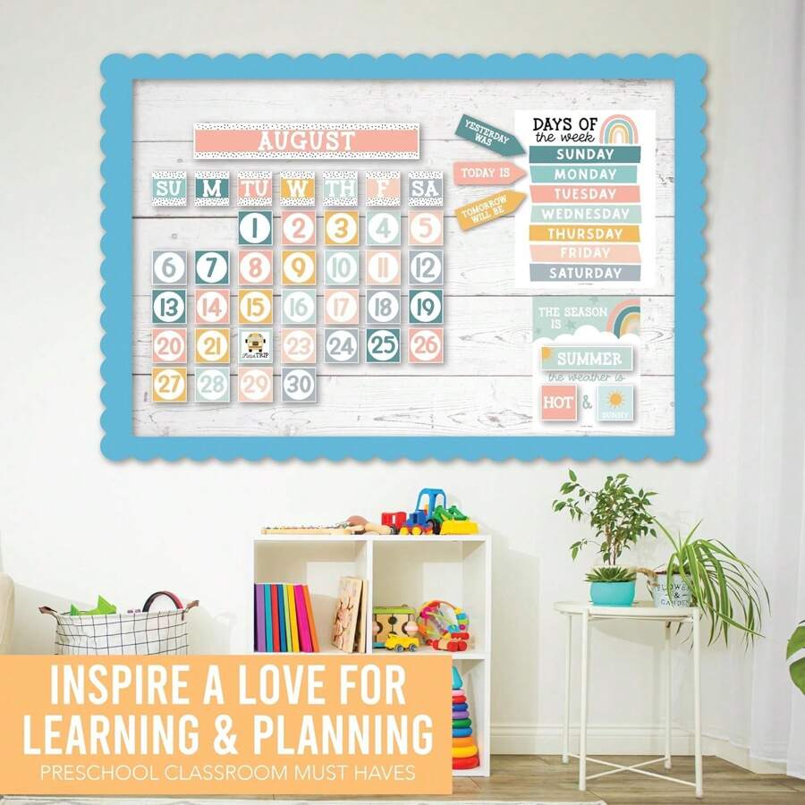 Boho Classroom Calendar Set Bulletin Board - Bulletin Board Calendar ...