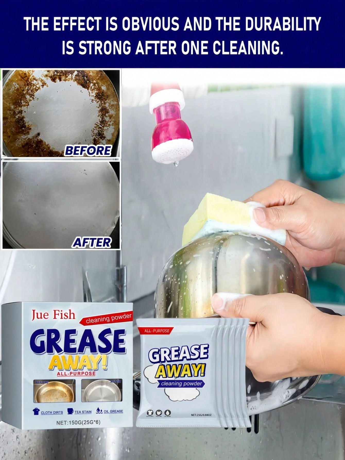 Kitchen Degreasing Powder, Heavy Duty Grease Cleaning For Pots, Pans ...