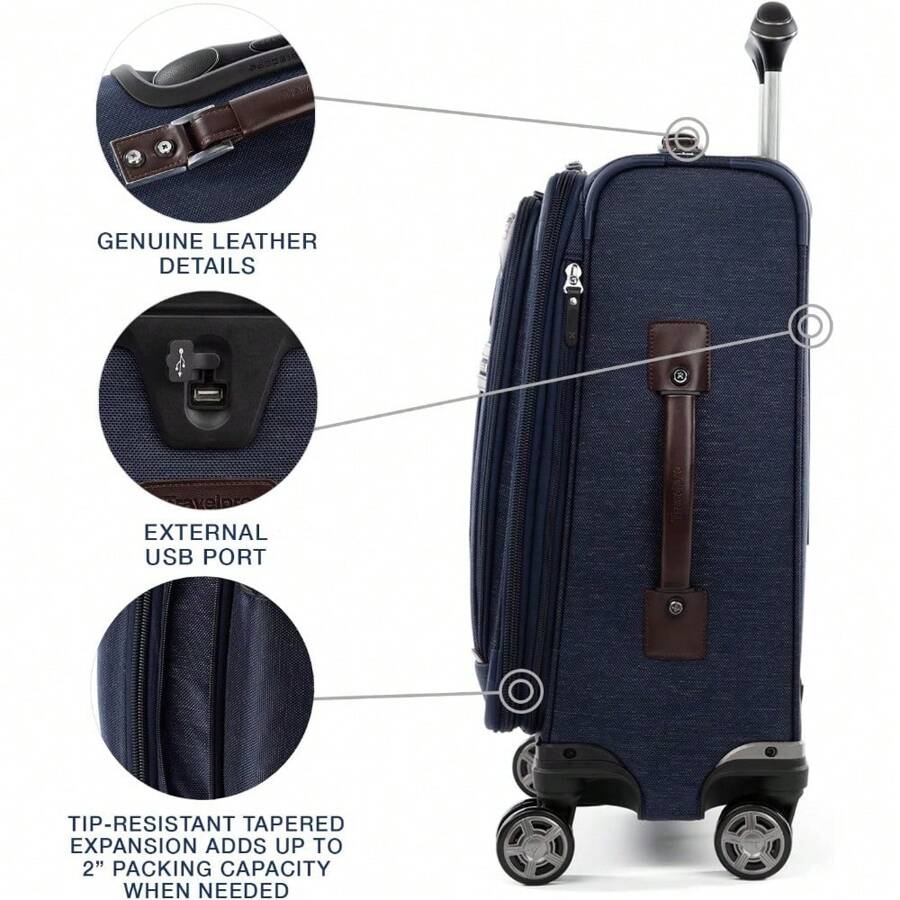 Travelpro Platinum Softside Expandable Carry On Luggage, 8 Wheel ...