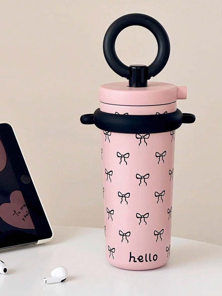 Yocity 1pc Bow 316 Insulated Cup, Strap With Straw And Cup Holder, High Appearance Simple Large ...