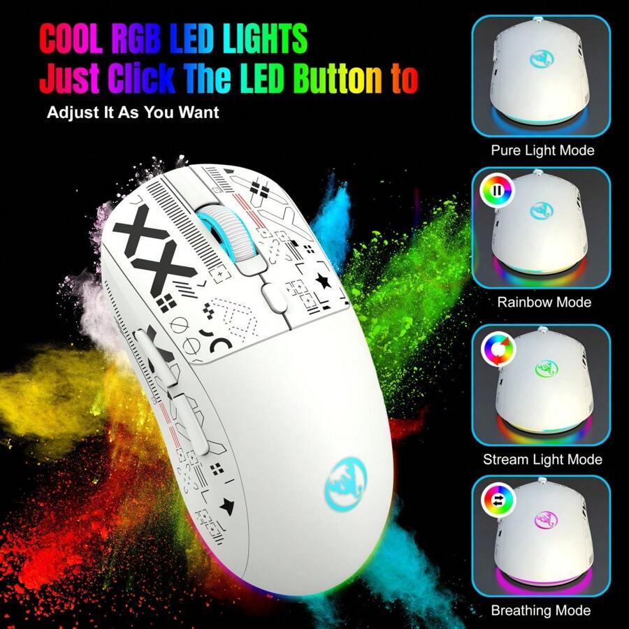 3-Mode RGB Backlit 2.4G Bluetooth Wireless 650mAh Rechargeable Gaming ...