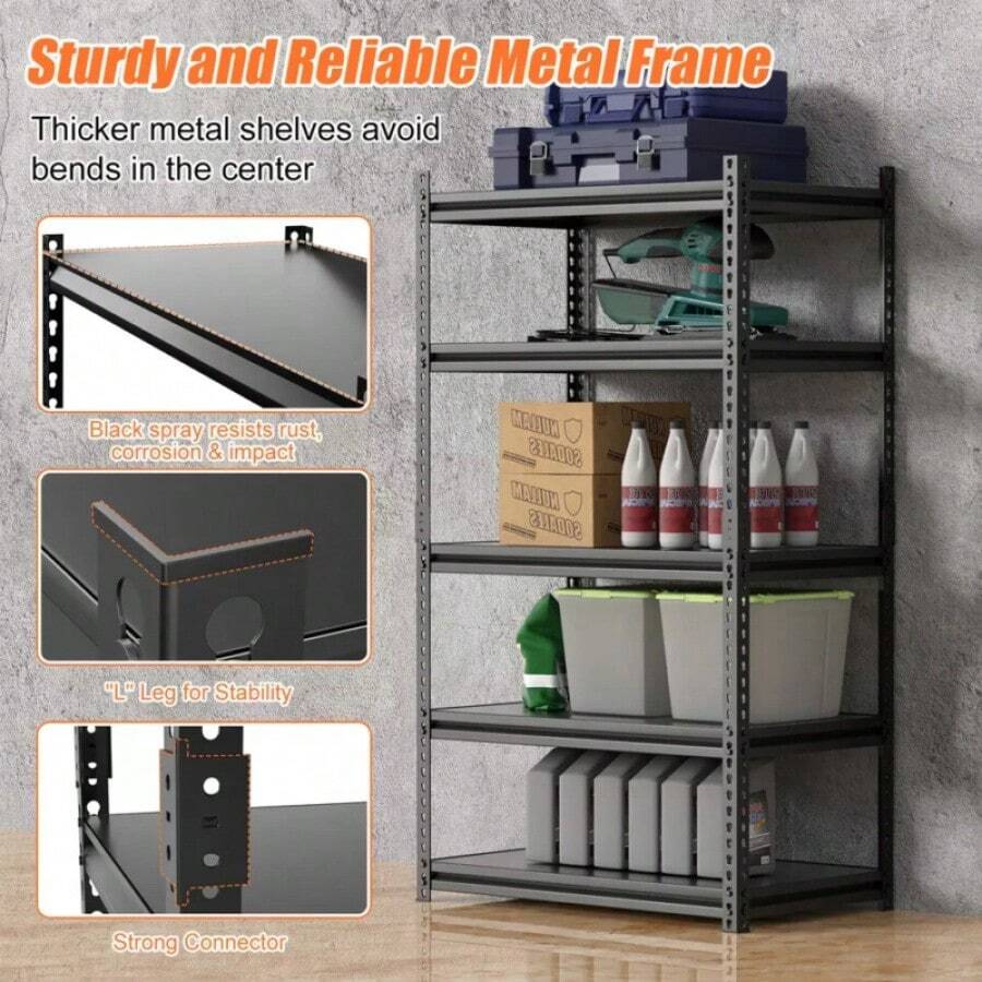 2020LBS Storage Shelves 5 Tier Garage Shelving Heavy Duty Adjustable ...