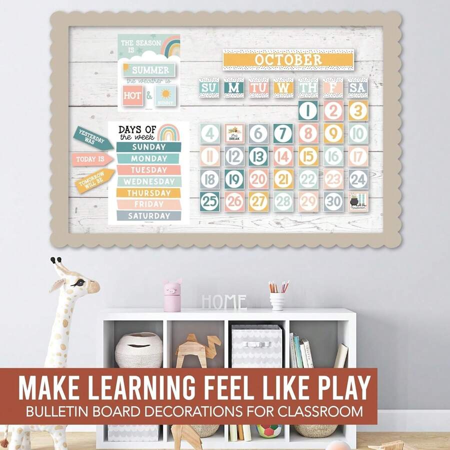 Boho Classroom Calendar Set Bulletin Board - Bulletin Board Calendar ...