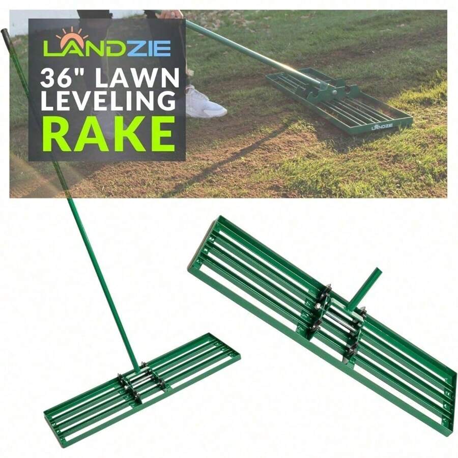 Lawn Leveling Rake - 36 Inch Steel Handle Lawn Leveler Yard Leveling ...