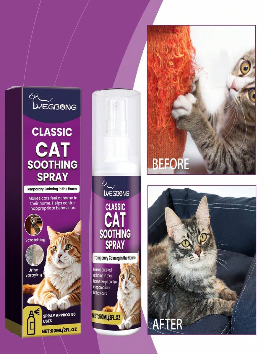 60ml Pet Cat Calming Sprays, Gentle Formula To Prevent Scratching ...