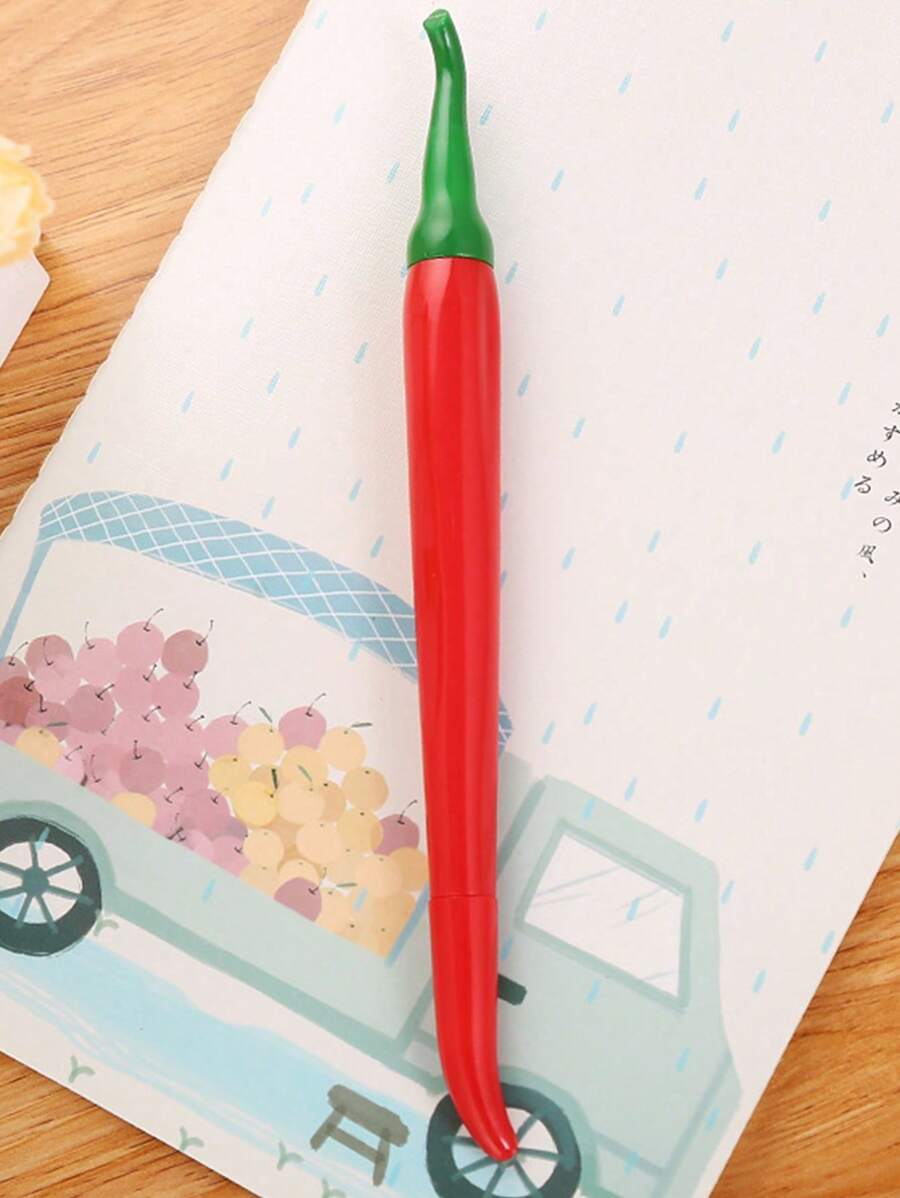 6pcs Random Mixed Color Realistic Chili Pepper Shaped Gel Ink ...