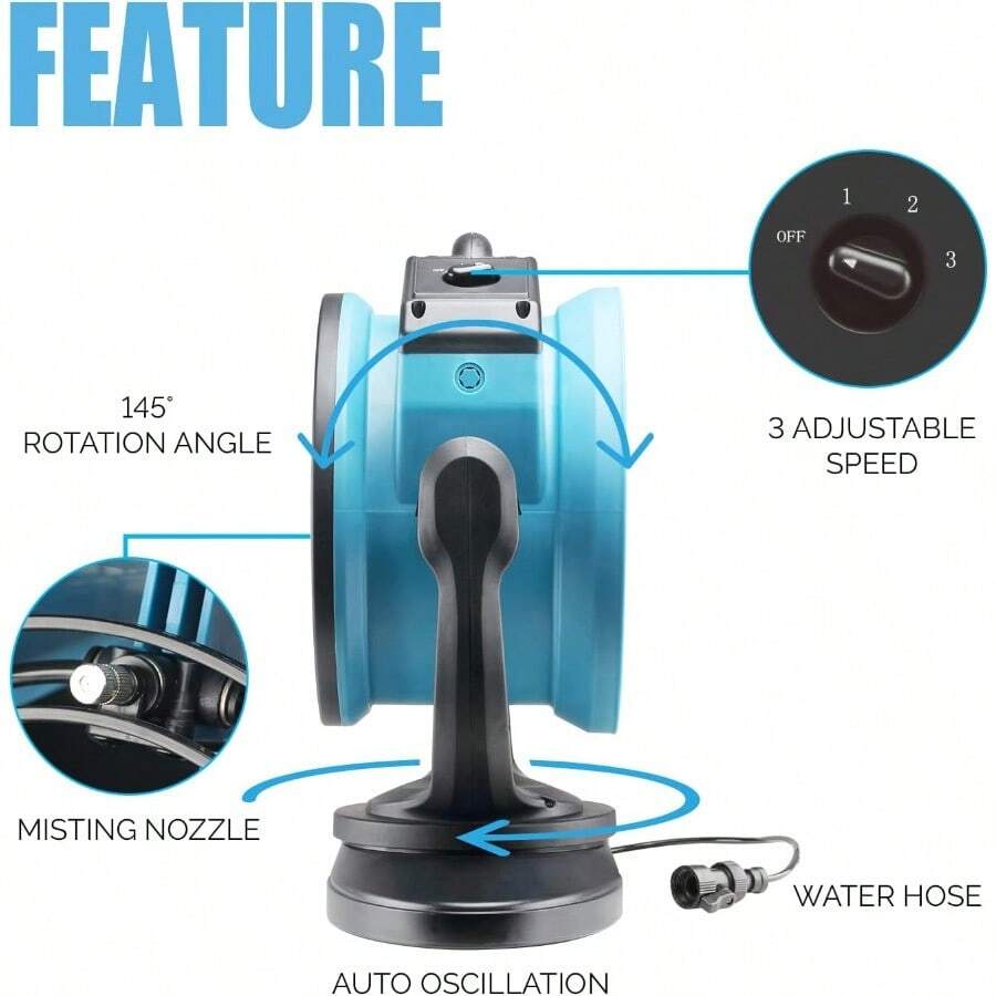 XPower Misting Fan Outdoor Cooling Oscillating Heavy Duty Powerful High ...
