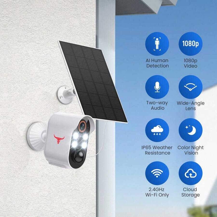 Solar Security Cameras Wireless Outdoor, 1080P Battery Powered WiFi ...