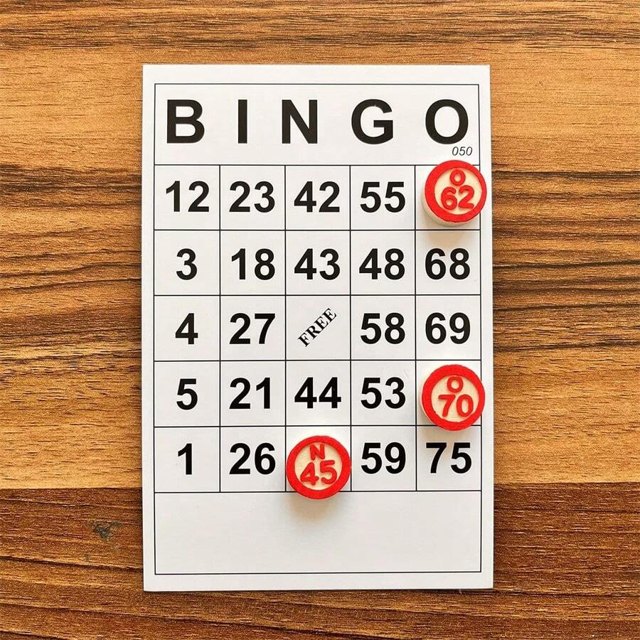 Vintage Wooden Bingo Game Set-120 Bingo Number Cards And 75 Chess ...