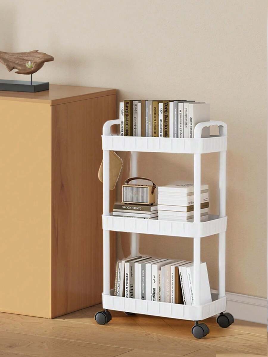 1pc Rolling Cart Storage Rack, Floor Standing Kitchen Pot Spoon Utensil ...