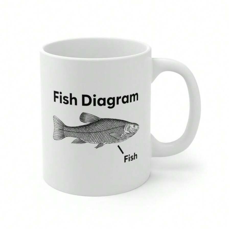 Fish Diagram Mug, Funny Meme Mug, Ironic Mug, Unhinged Mug, Cursed, Gag ...