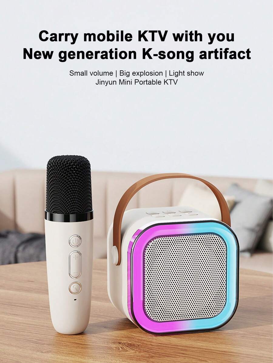 AIRUIKA Draagbare K12 draadloze luidspreker, mini draadloze karaokemicrofoon, alles-in-één ...