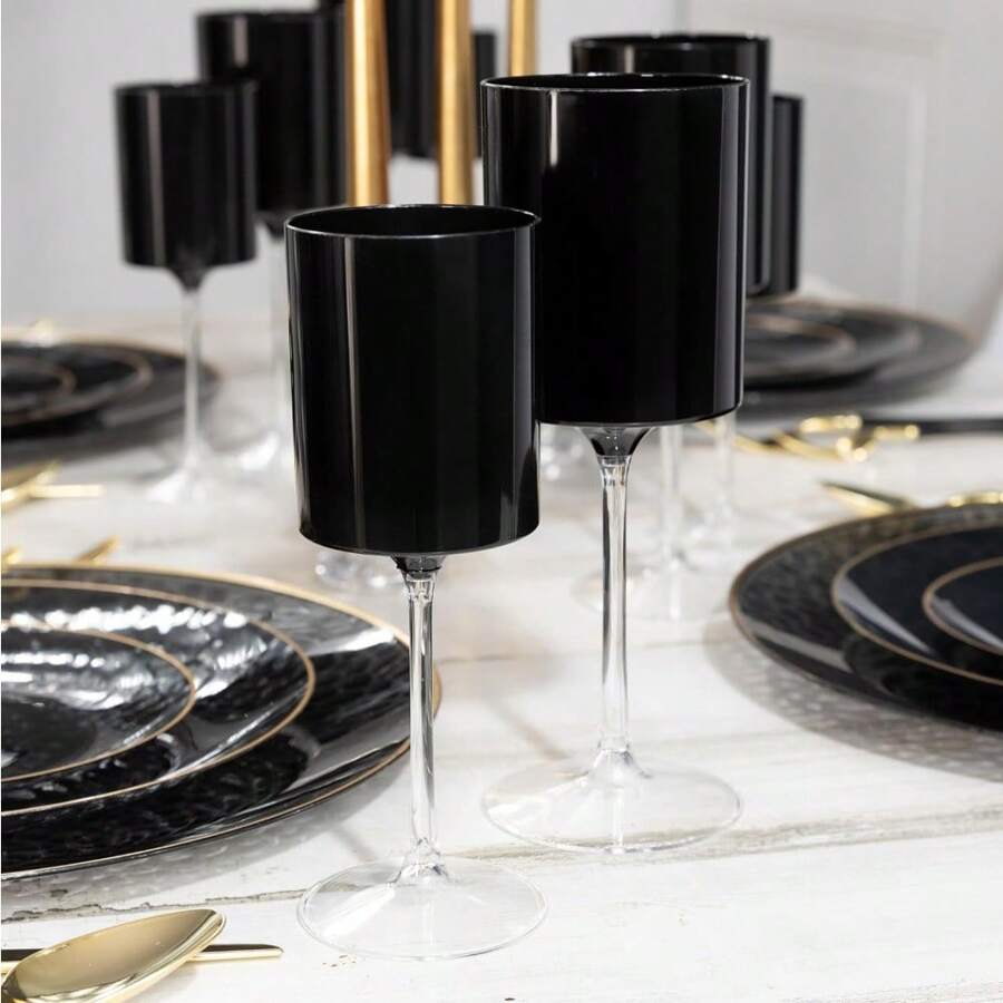 PLASTICPRO 10 Pack Plastic Wine Goblets 9 Oz Disposable Wine Glasses ...